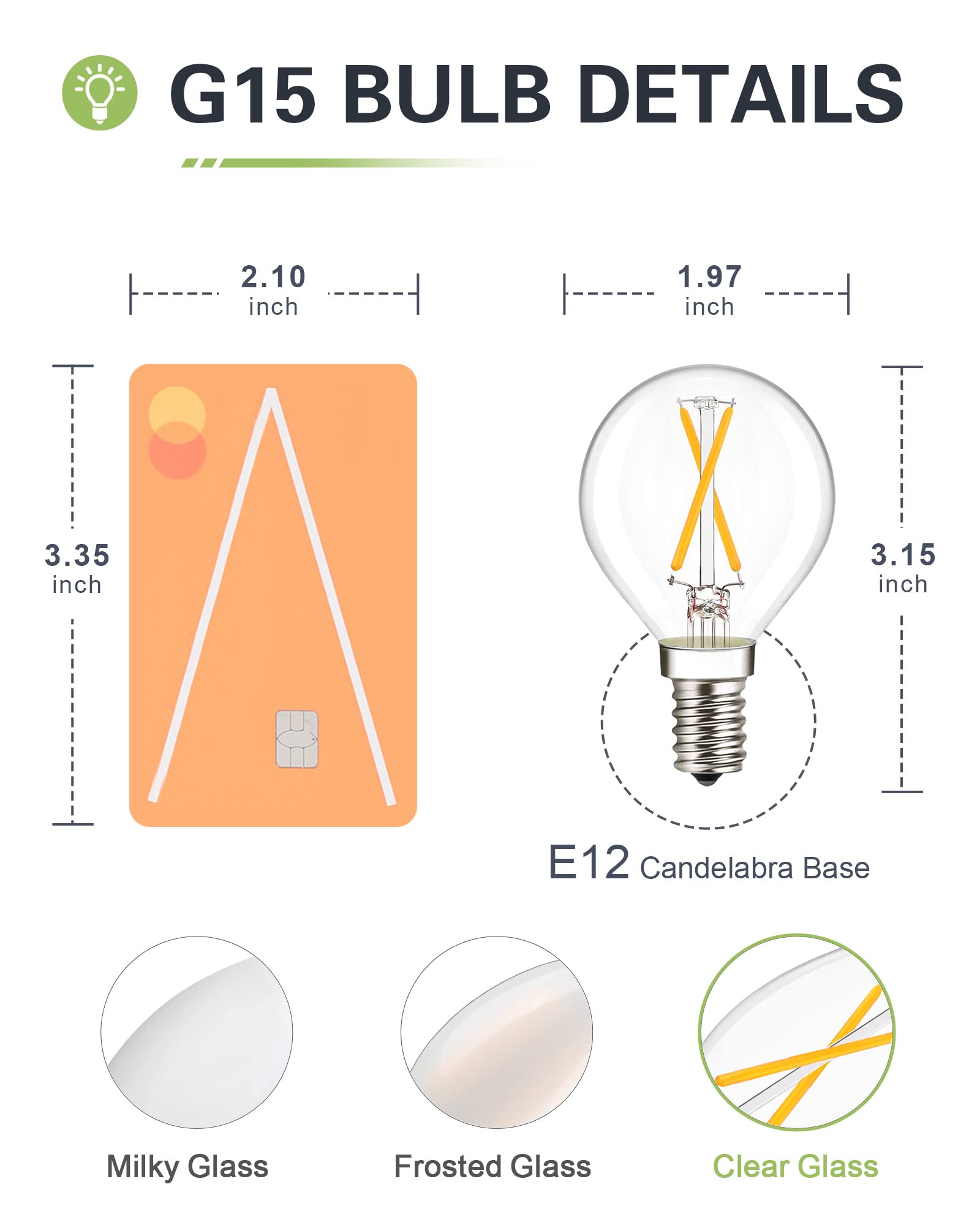 LUMILECT G16.5 LED Bulb E12 G16 1/2 Round LED Candelabra Bulb 25W Equivalent, Soft Warm White 3000K AC120V 200lm 2W G50 LED Globe Bulbs for Ceiling Fan,Chandelier,Vanity Light Bulb, 6 Pack