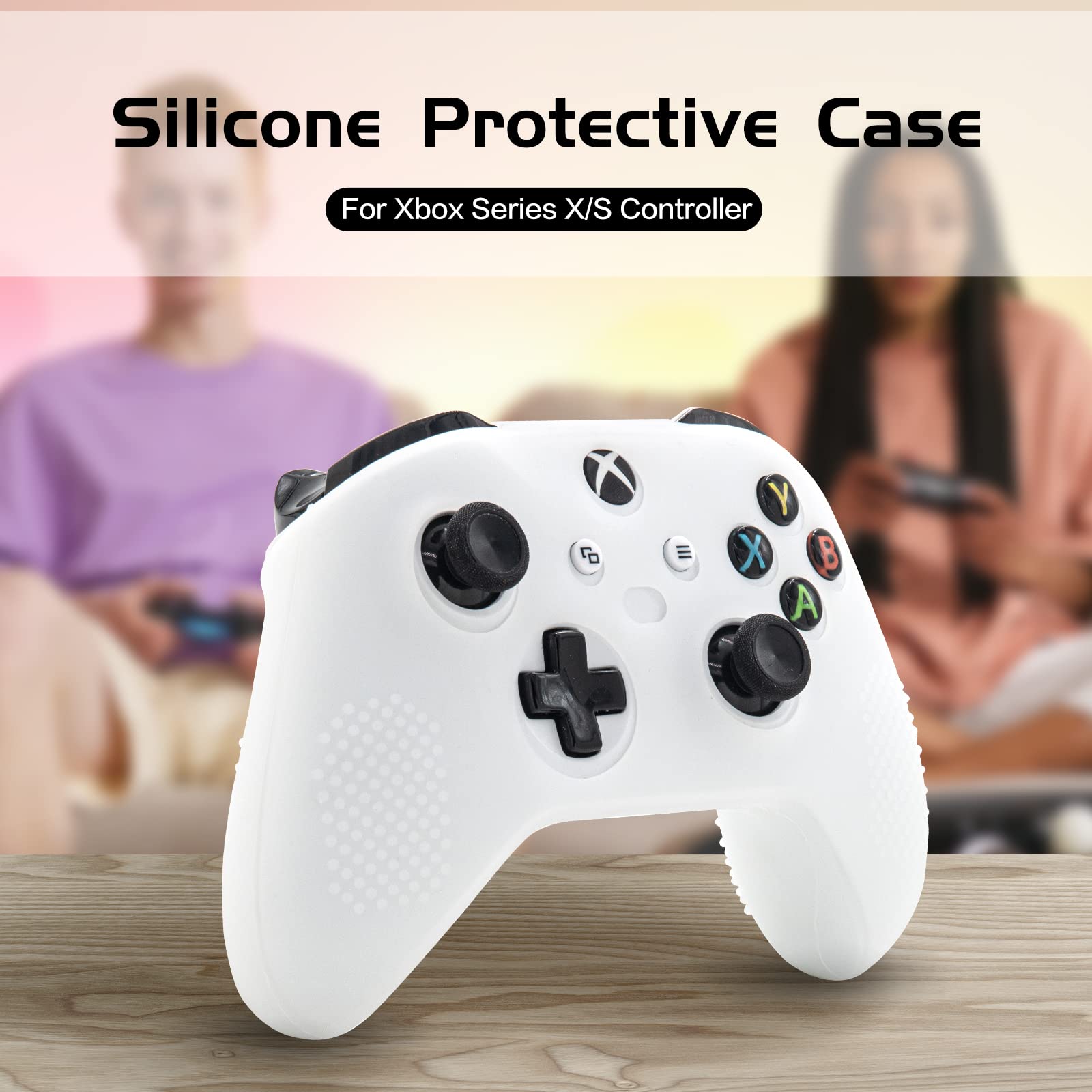 ECHZOVE Silicone Case for Xbox Series S/X, Protective Case for Xbox Series S/X with Thumb Grips - Black