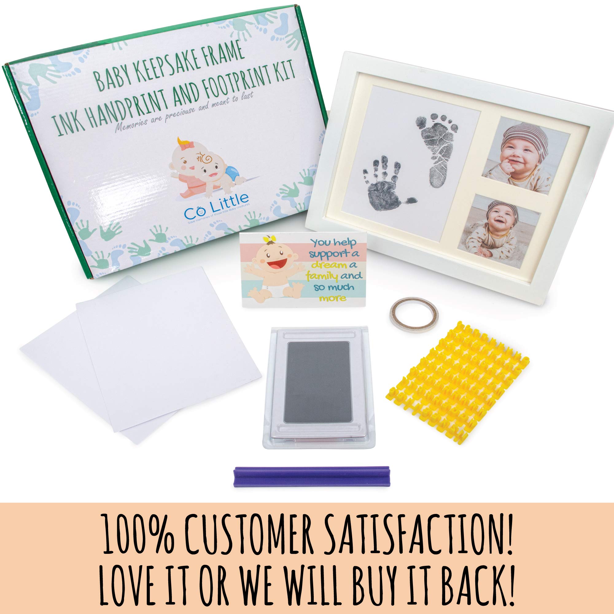 Baby Ink Hand and Footprint Kit β Handprint Picture Frame for Newborns (Safe Clean-Touch Ink Pad for Prints) β Best New Mom and Shower Gift β Foot Impression Photo Keepsake for Girls & Boys β (White)