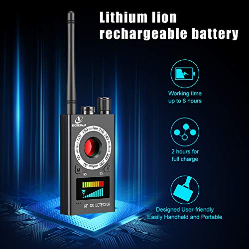 Anti Spy Detector, RF Detector & Camera Finder, Bug Detector, Upgraded RF Signal Detector, KORKUAN GSM Tracking Device for Wireless Audio Bug Hidden Camera Detector ¡