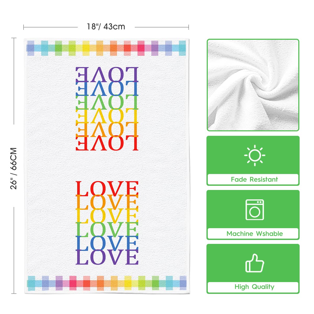 Artoid Mode Love Heart Gnomes LGBT Home Kitchen Dish Towels, 18 x 26 Inch Ultra Absorbent Coffee Tea Bar Hand Towels Bathroom Gift for Cooking Baking Set of 2