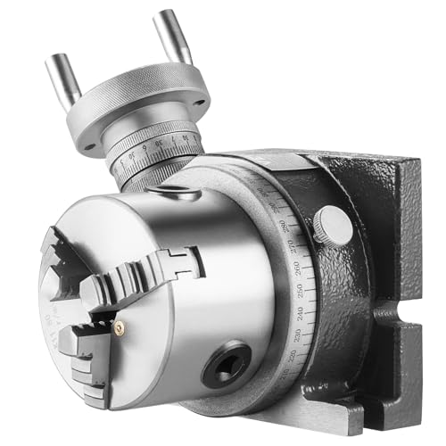 VEVOR Rotary Table for Milling Machines, 4''/ 100 mm, Horizontal Vertical Model Precision Milling Rotary Table, with 3.1''/80 mm 3-Jaw Chuck M10 T-Bolts Nuts, for Milling Engineering Indexing Tools