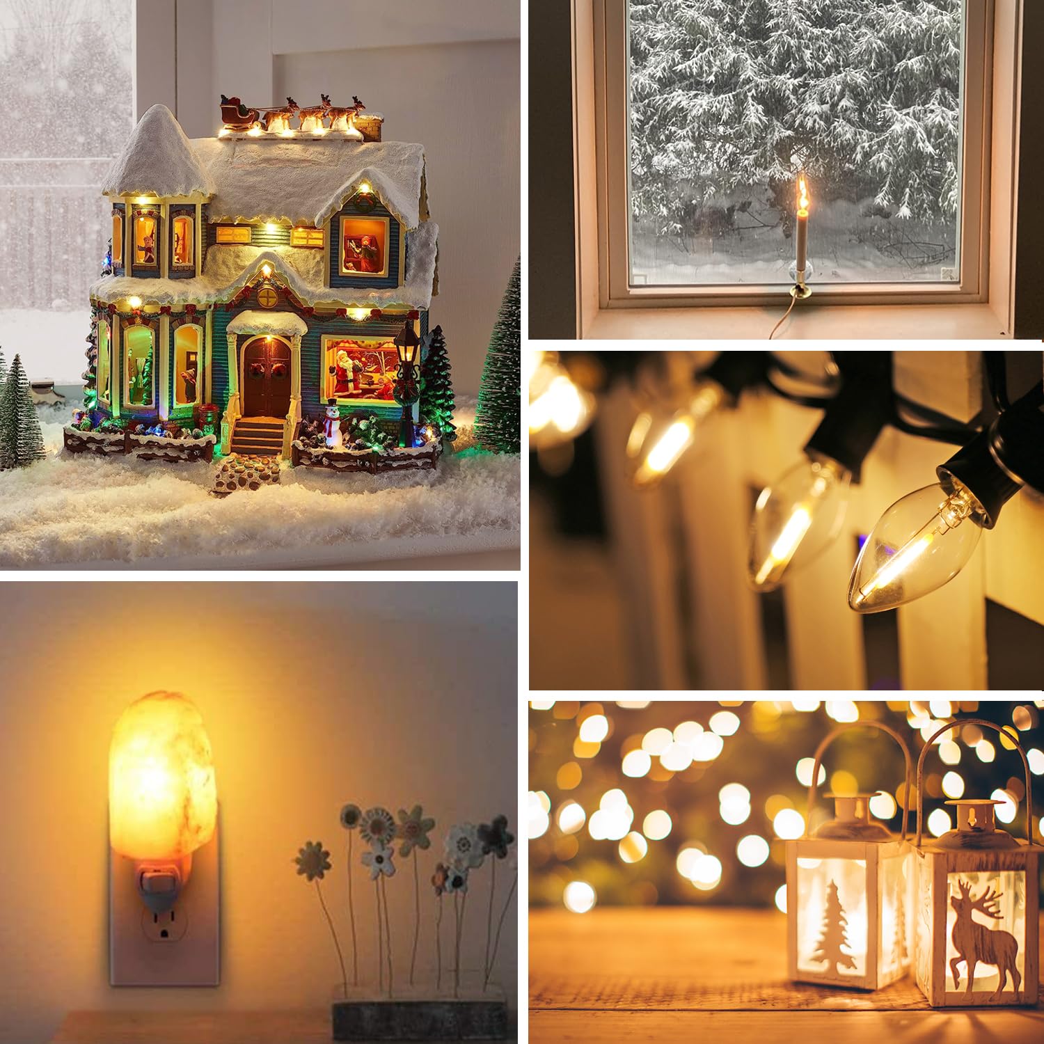 C7 LED Night Light Bulbs 0.6W Equivalent to 7W C7 Candelabra LED Filament Light Bulbs E12 Candelabra Base Lamp Clear Glass Warm White 2700K Outdoor String Lights 25 Pack