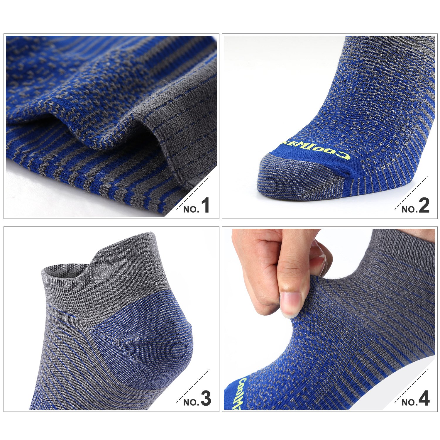 Andake Running Socks Low Cut Sports Socks Coolmax Socks No Show Cushion Socks Athletic Socks For Men Women