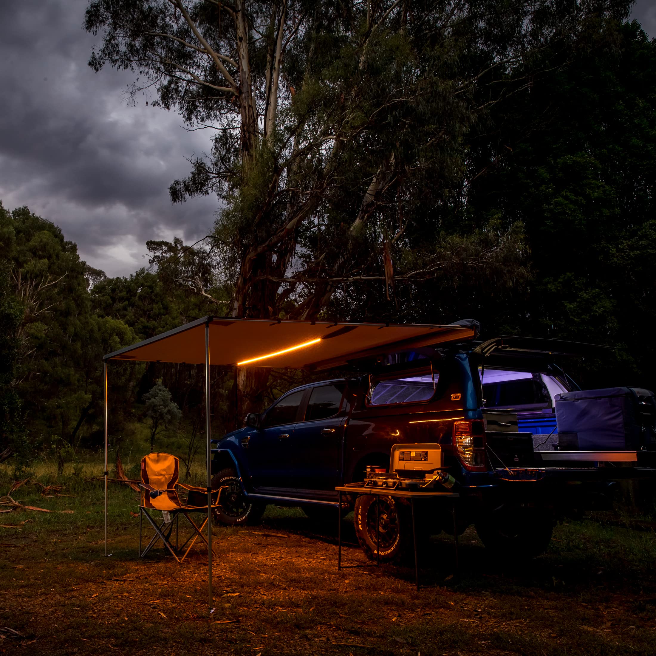 ARB 4x4 Accessories 814410 Rooftop Retractable Awning with Led Light Strip Included 2500x2500mm 8.2 Feet, Ideal for Camping, Roadtrips, Outdoor Trips, Travel, Teardrop, RV, Camper, 4x4 and SUV