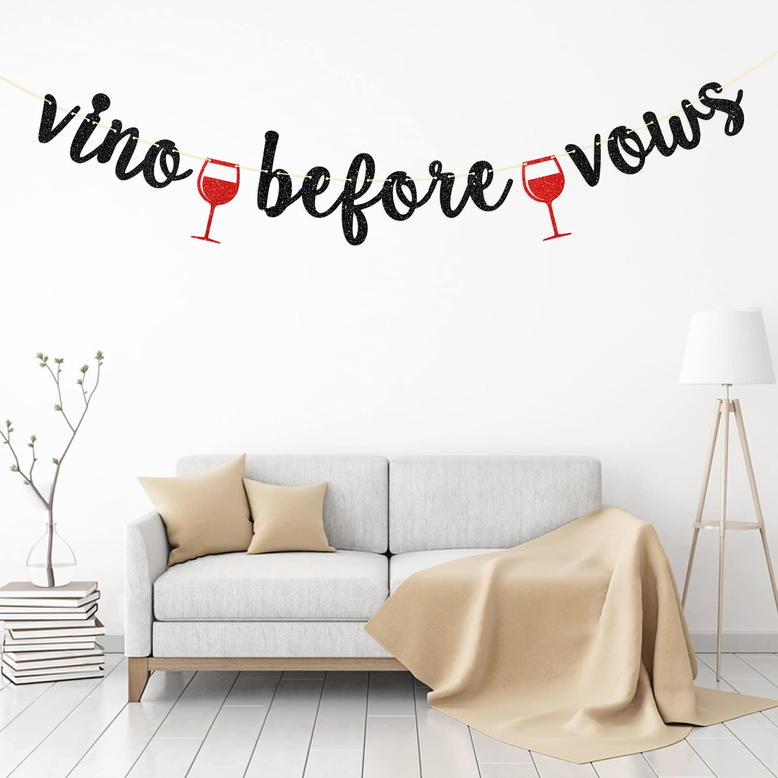 Dill-Dall Vino Before Vows Banner, Bridal Shower Banner, Bridal Shower/Bachelorette Wine Winery Party Decorations (Black)