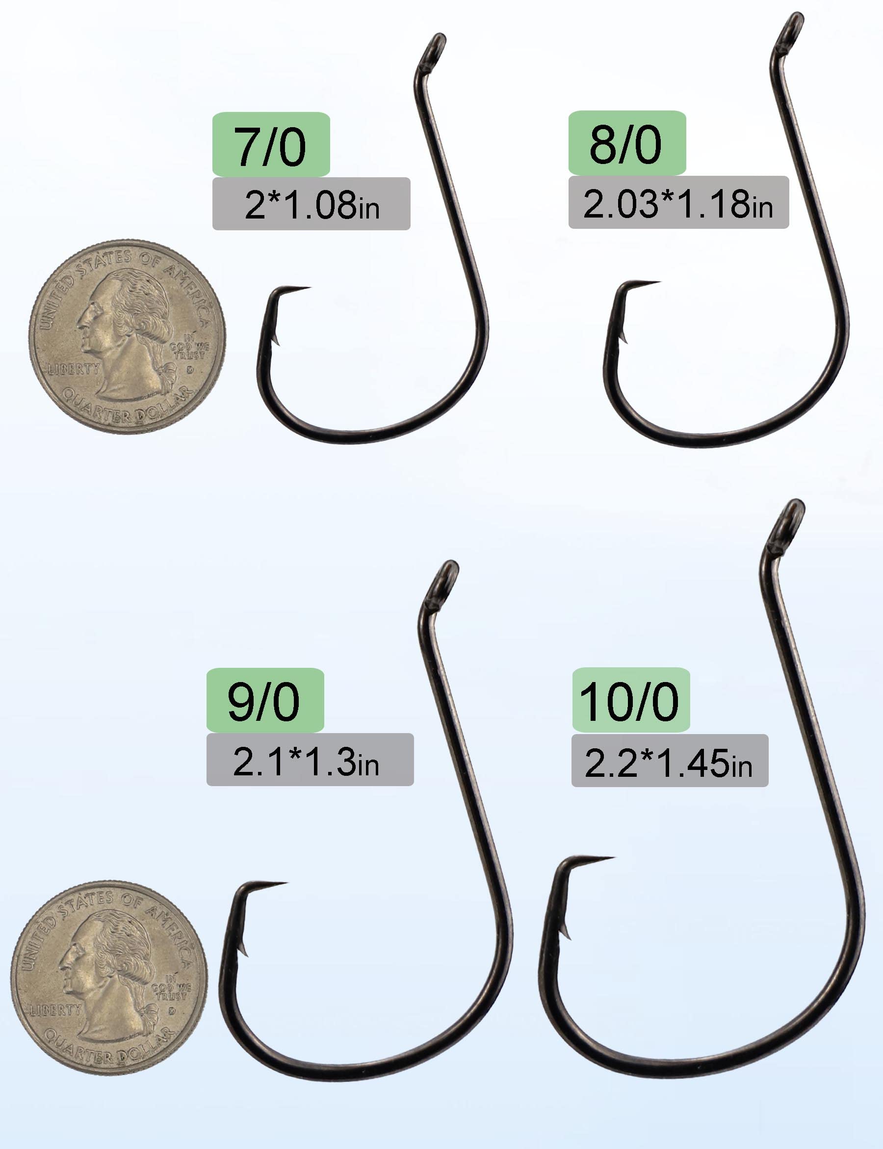 Avlcoaky Circle Hooks Saltwater Catfish Hook 100 Pack Circle Fishing Hooks Octopus Fish Hook 13 Sizes, 2# - 10/0