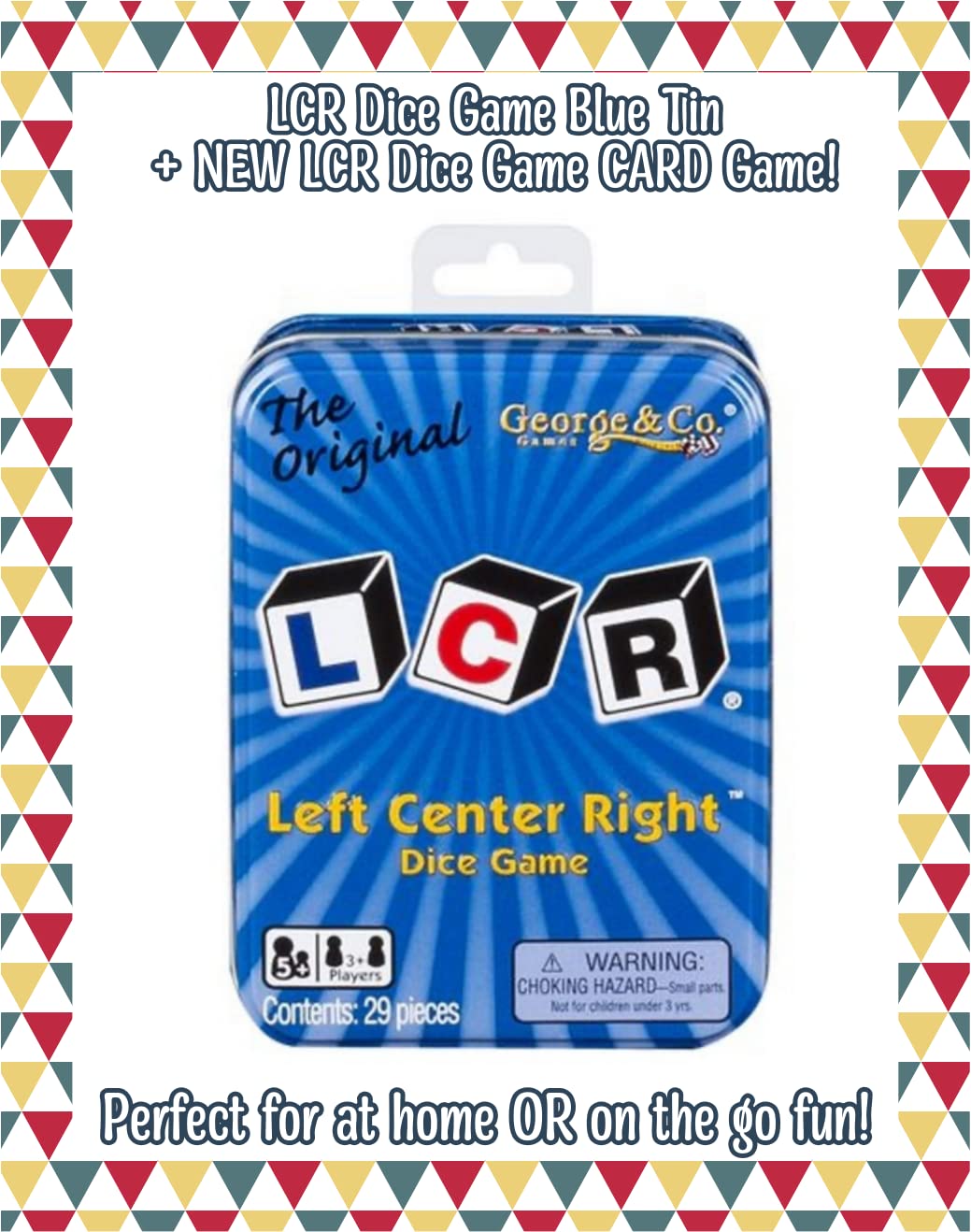 George & Company LCR Left Right Center Dice Game Prime 2-Pack Bundle | Original LCR Left Center Right Dice Game (Blue Tin) + New LCR Card Game | George and Company Left Center Right Game