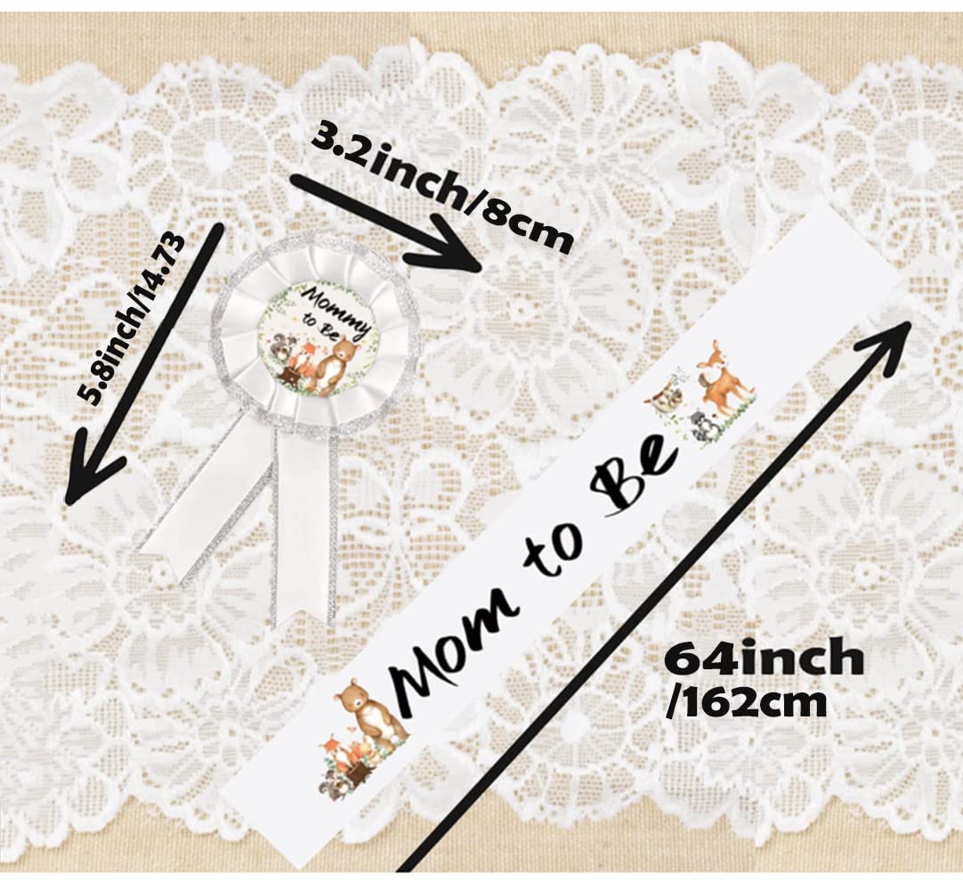 AICHENGZI Woodland Creatures Baby Shower Sash Mom to Be & Daddy To Be Corsage Party Decorations