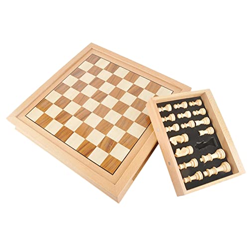 ARRGO 32x32cm Wooden International Chess Set Magnetic Board Board Game with Storage Inside Funny Game Collection Board Game