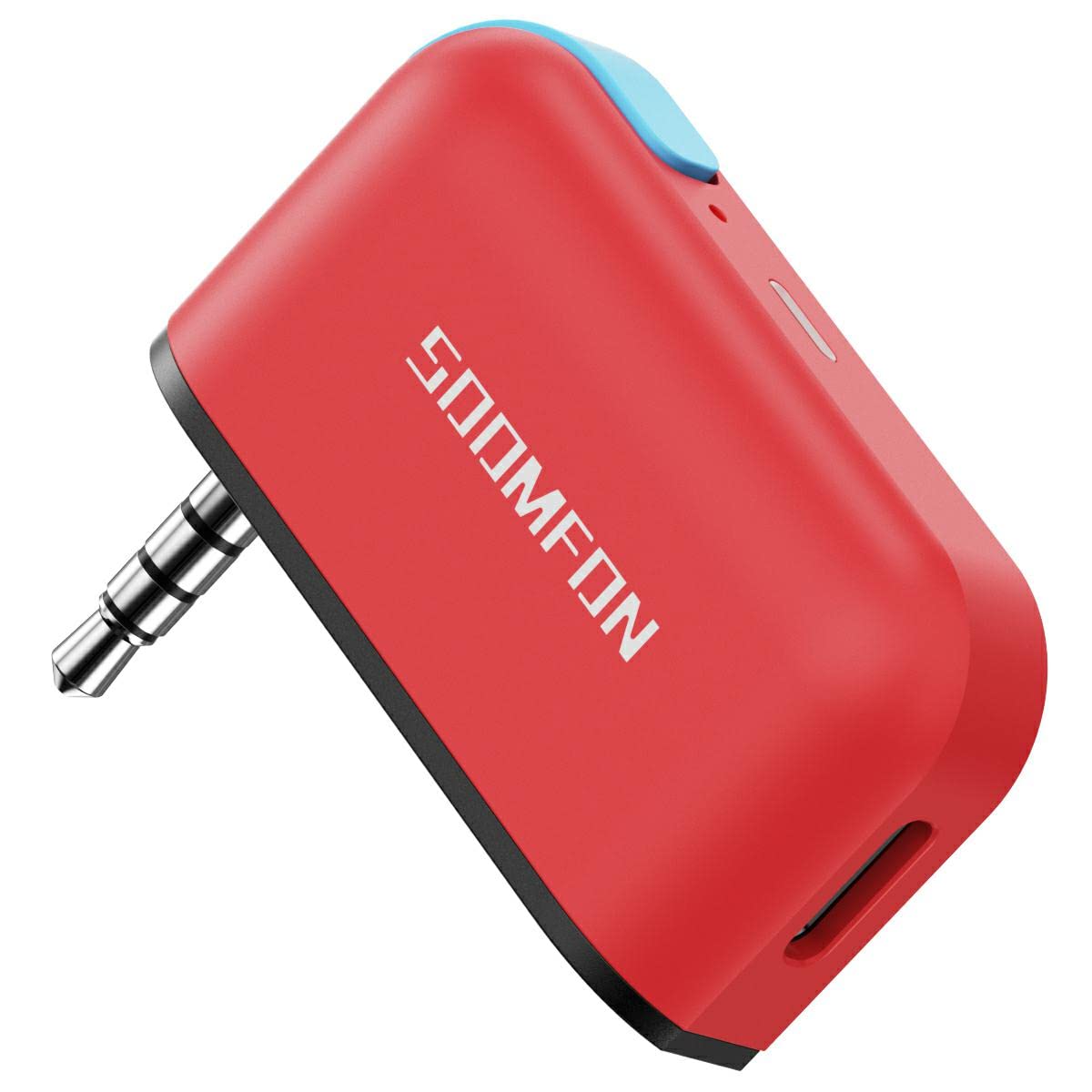 Bluetooth TransmitterâSOOMFON Bluetooth 5.0 Audio Transmitter Adapter 3.5mm Built-in Microphone Supports in-Game Chat Compatible with Switch Switch Lite, Wireless Bluetooth Earphones and Headphones
