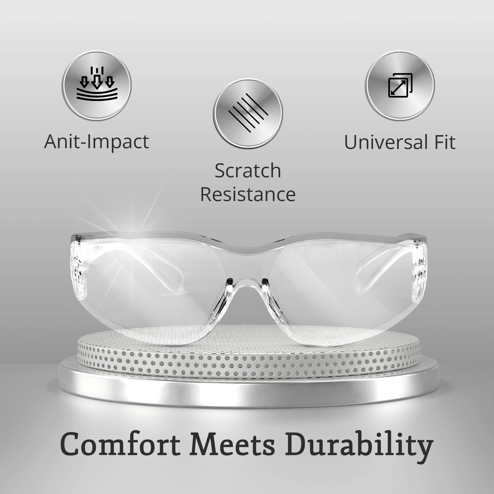 Aqulius 24 Pack of Safety Glasses (Clear Band Protective Goggles) Anti Fog Clear Glasses. Nurses, Construction, Labs, Shooting Glasses Men Women