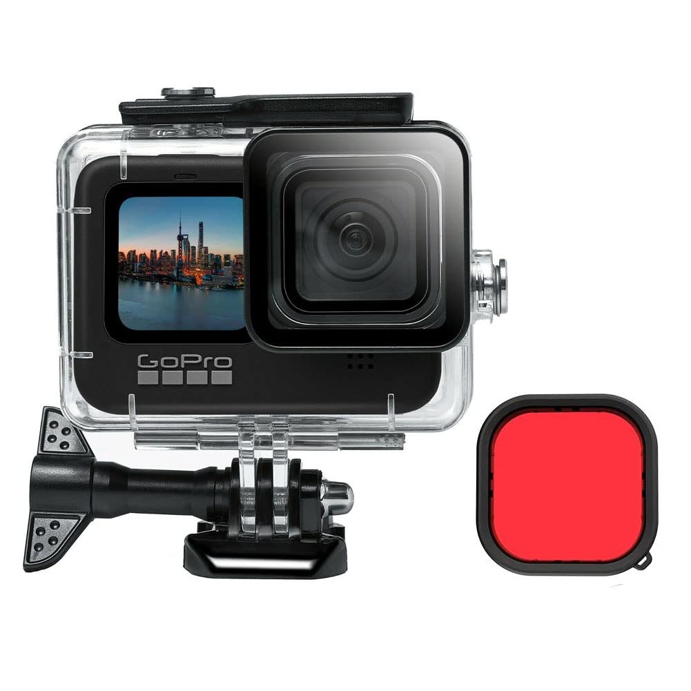 Alsukeay Waterproof Housing Case for GoPro Hero 9 Hero 10 Black Action Camera 148ft/45M Underwater Diving Scuba Case with Red Filter Quick Release Mount Accessories