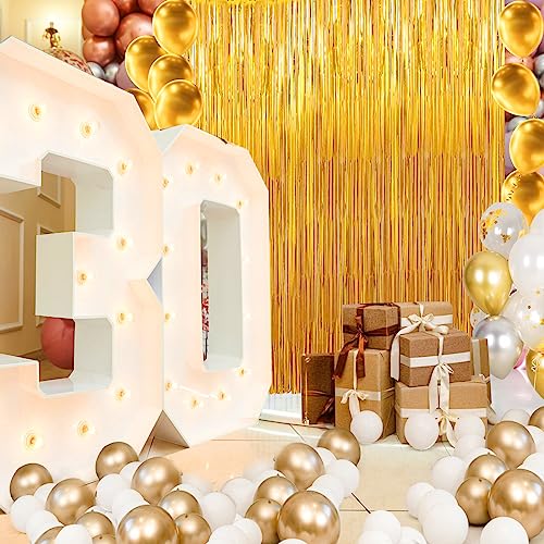 Birthday Party Decorations| 3 Pack 3.3 x 9.9 ft Gold Foil Fringe Curtains Party Supplies|Tinsel Curtain Backdrop for Parties, Glitter Streamers Backdrop for Birthday/Photo Booth Backdrops/Party Decor