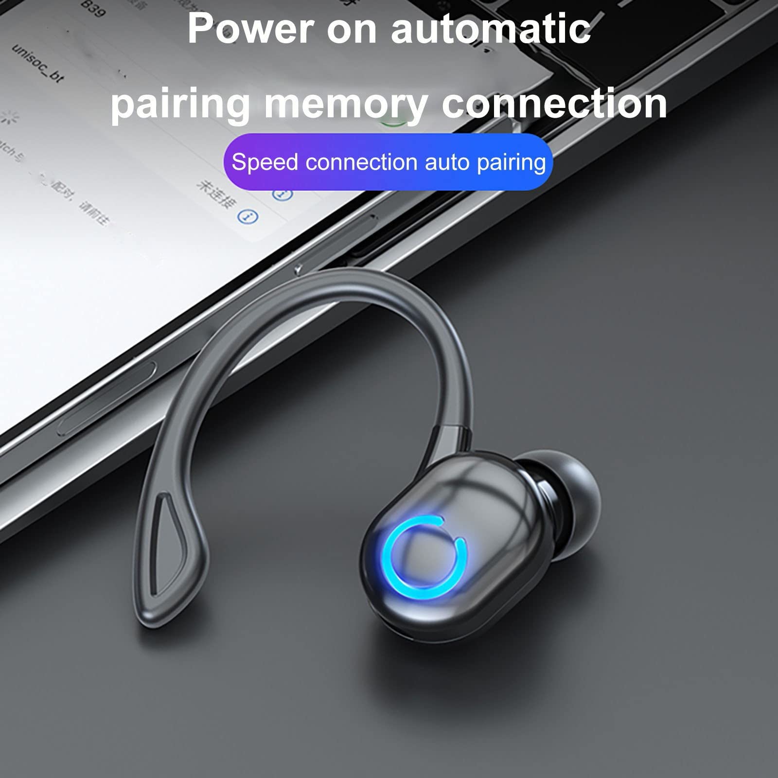 BLUGY Practical Wireless Earbuds Bluetooth Earhook Headset Wireless Bluetooth 5.2 Ultralight Business Headset with Microphone