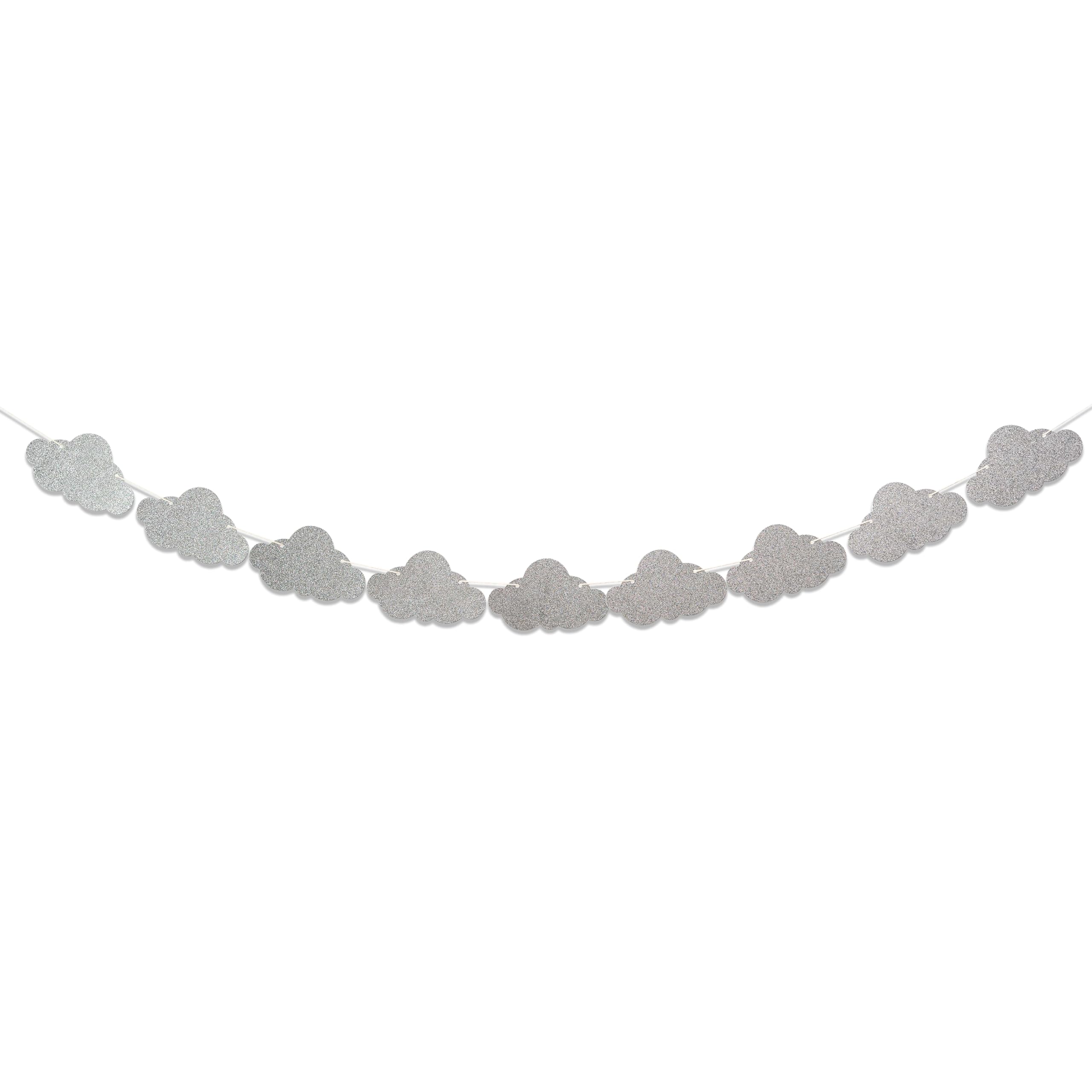 LINZYING Silver Shiny Cloud Banner - Engagement Bride Wedding Decoration,On Cloud Banner,On Cloud Nine Banner,On Cloud 9 Birthday Banner,On Cloud Birthday Banner for Girls (Cloud Banner)
