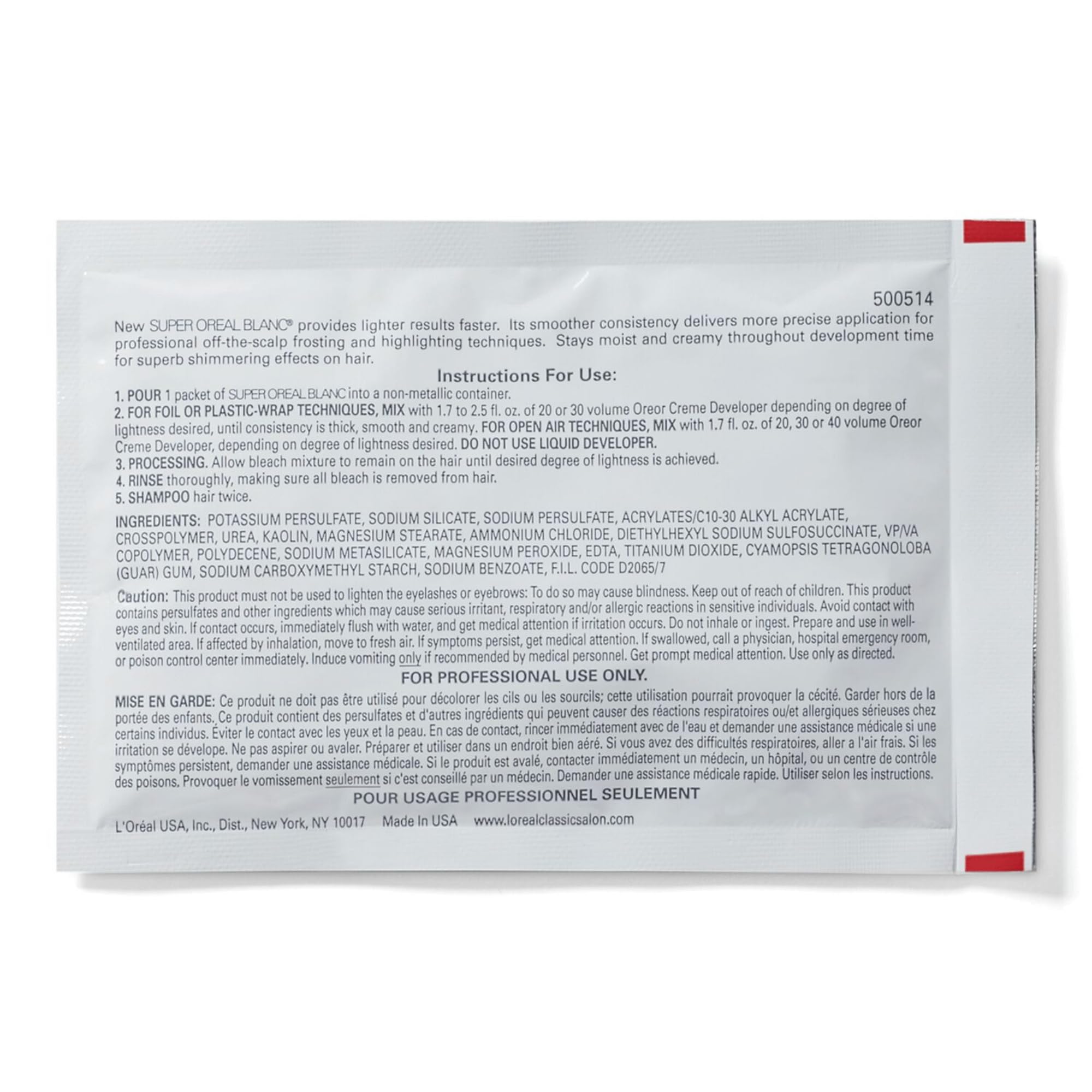 L'Oréal Technique Super Oreal Blanc Hair Lightener - Off-the-Scalp Bleaching Powder, No Drip, Creamy Formula