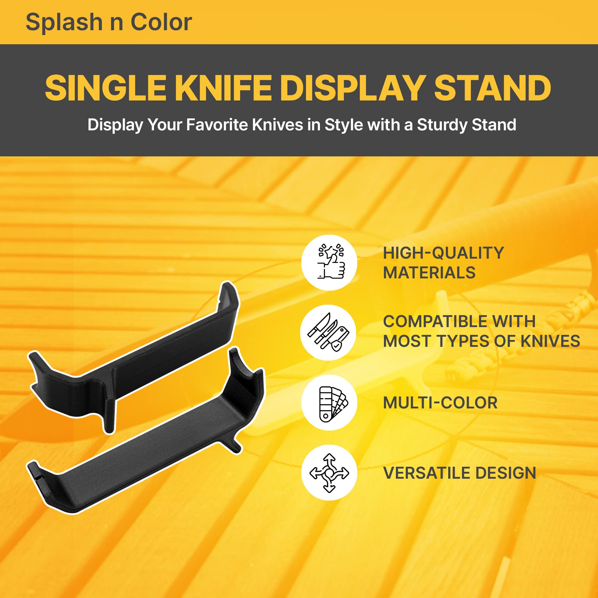 Single Knife Display Stand - Display Your Favorite Knives in Style with a Sturdy Stand - Accommodates 3" to 10" Length - Show Quality Multi-Color Knife Mount for Kitchen