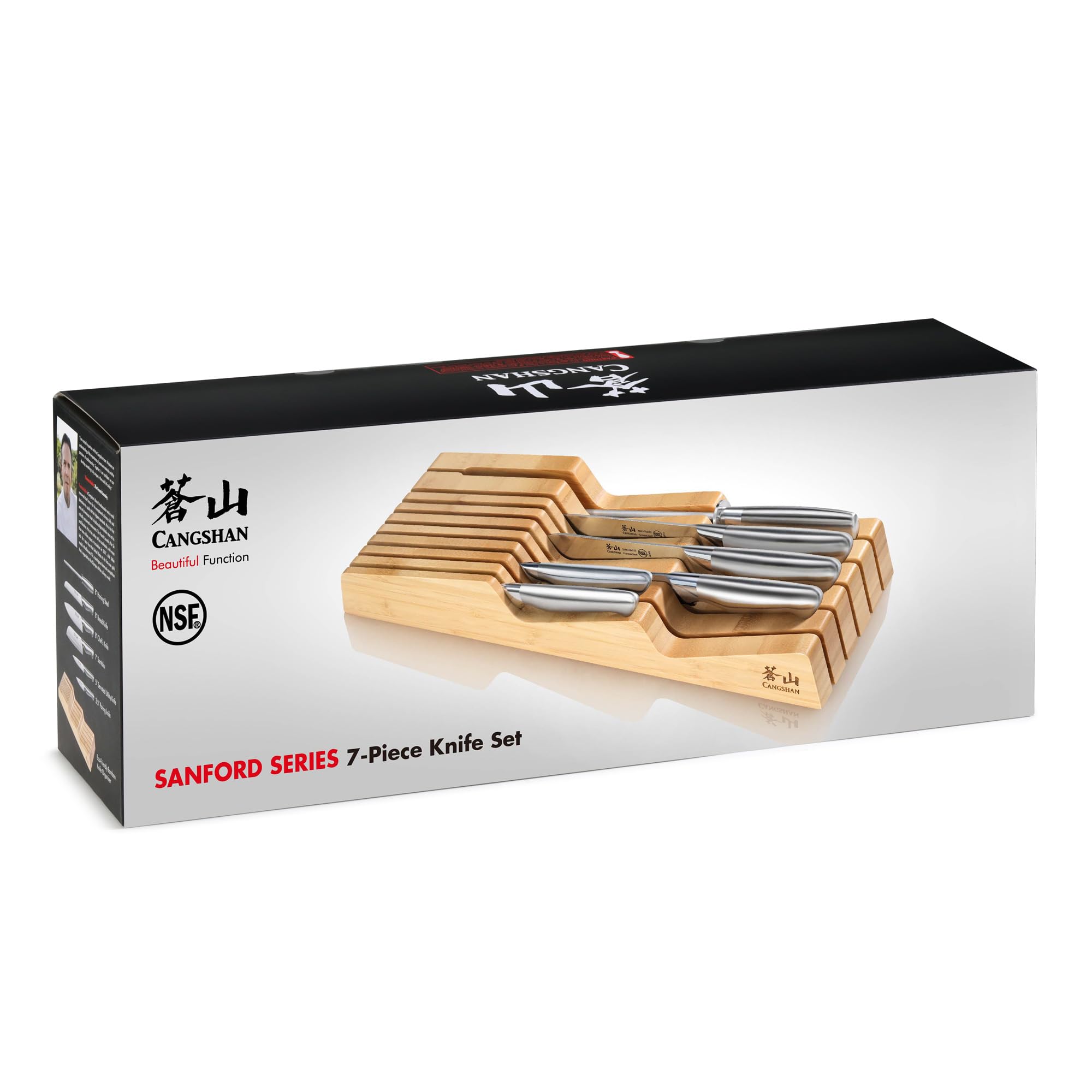 Cangshan Sanford Series 1027167 German Steel 7-Piece Knife In Drawer Set