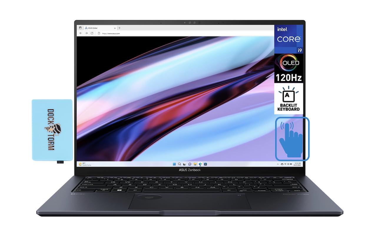 ASUS Zenbook Pro 14 OLED 14.0" 120Hz Touchscreen 2.8K (Intel i9-13900H 14-Core CPU, 32GB DDR5, 2TB PCIe SSD, GeForce RTX 4060 8GB, Backlit KYB, Thunderbolt 4, WiFi 6E, Win 11 Home) w/Dockztorm Hub