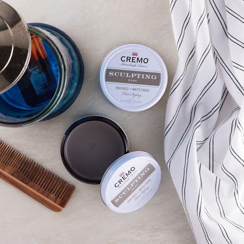 Cremo Mens Hair Clay, Premium Barber Grade Sculpting Clay for Hair Styling, High Hold, Matte Finish, 4 Oz