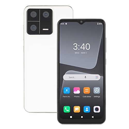 ANGGREK M13 Smartphone 6.53 Inch 6GB 128GB for Android 12 5G WiFi Mobile Phone Support 4G Network 32MP Rear Camera 16MP Front Camera 100‑240V White (US Plug)