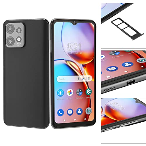 ANGGREK 6.53 Inch 5G Smartphone WiFi HD Screen 6GB RAM 128GB ROM 16MP and 32MP Camera 4G Mobile Phone for Android 12 100V to 240V Black (US Plug)