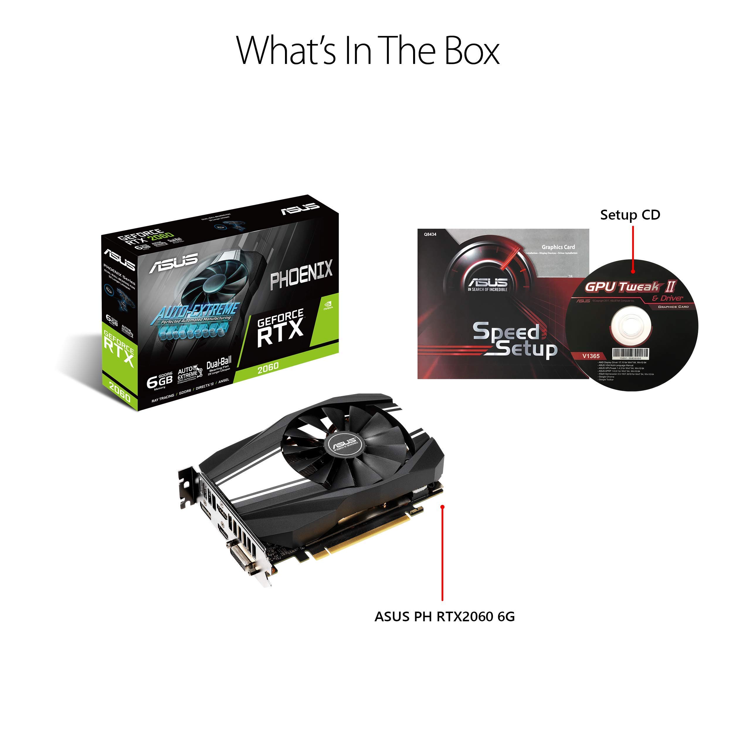 ASUS GeForce RTX 2060 6GB Phoenix Fan Edition VR Ready HDMI DP DVI Graphics Card (Ph-RTX2060-6G) (Renewed)