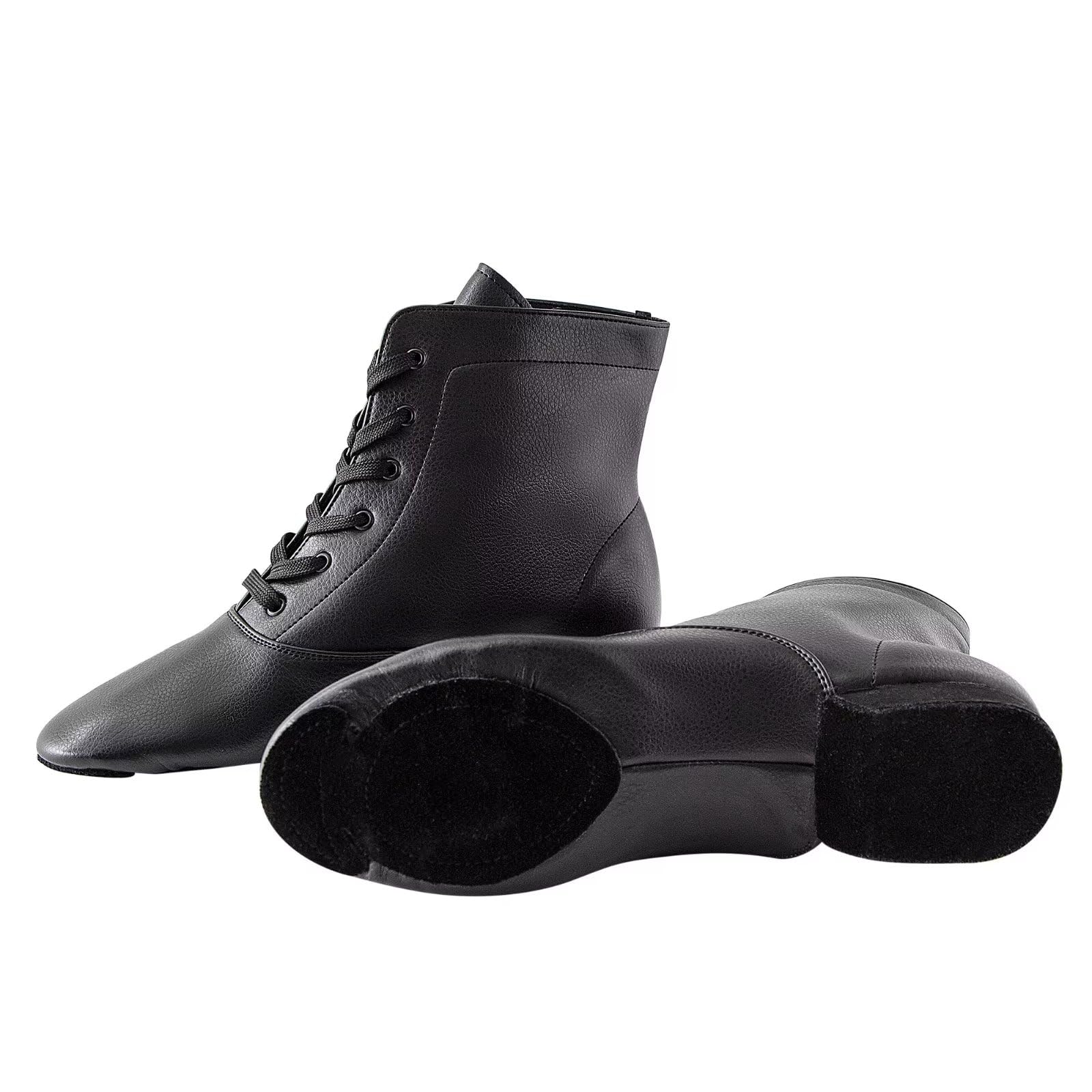 ARCLIBER Jazz Dance Boots for Women and Men's Lace Up Jazz Dance Shoes PU Leather, Black-9.5US