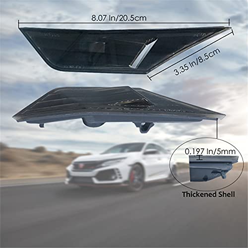 AutoJoy Club JDM Smoked Lens White Full LED Bulb Front Side Marker Light Compatible With 2016-2021 10th Gen Honda Civic Sedan Coupe Hatchback, Powered by 90-SMD LED, Replace OEM Sidemarker Lamps