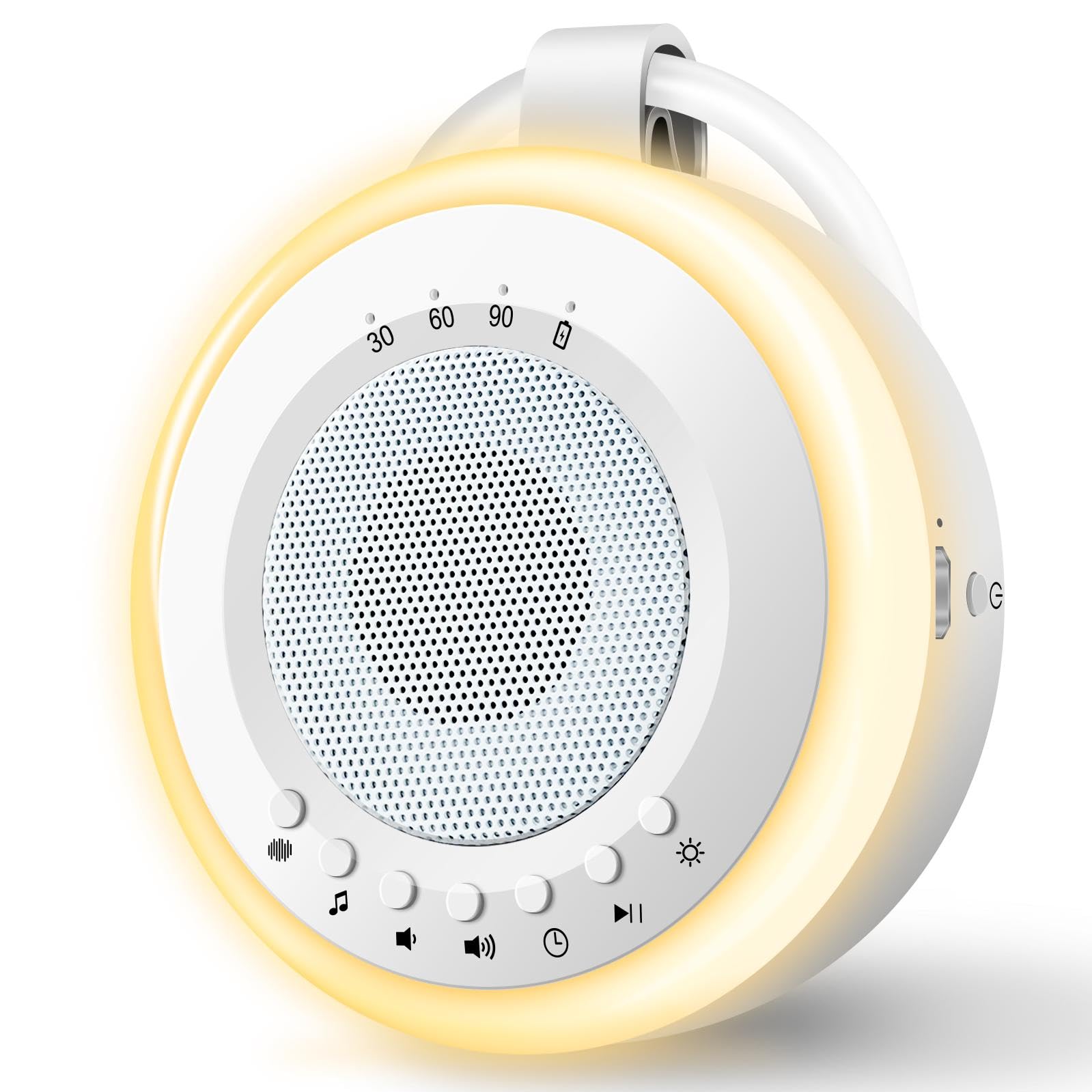 Easy@Home White Noise Sound Machine: Portable 2 in 1 Soother Night Light for Baby - 16 Soothing Lullaby Sounds - Sound Therapy for Home - USB Rechargeable GM-02