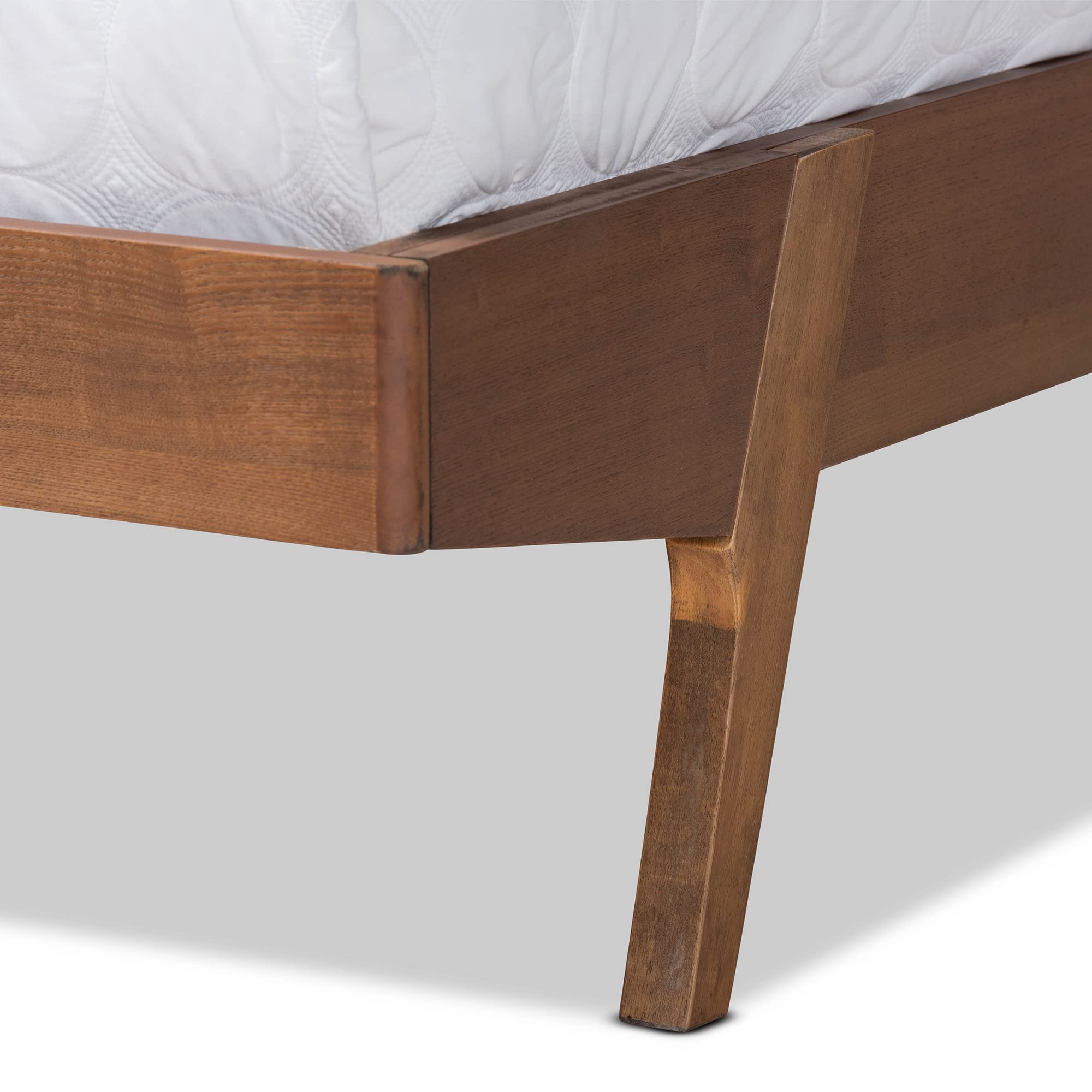 Baxton Studio Senna Beds (Platform), Queen, Beige/Walnut Brown