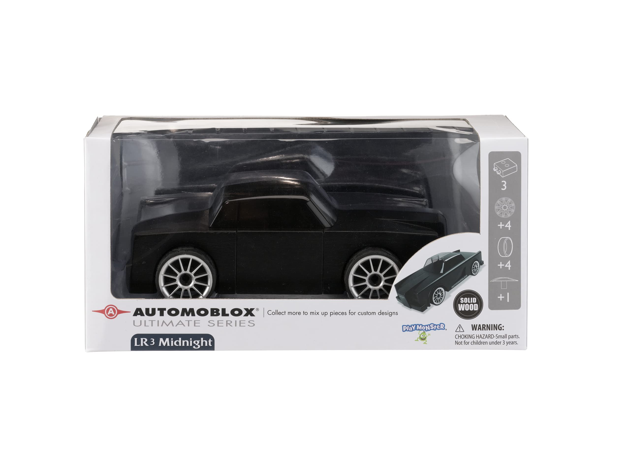 Automoblox Ultimate LR-3 Midnight — Wooden Mix-and-Match Car— Build and Rebuild — Ages 4+
