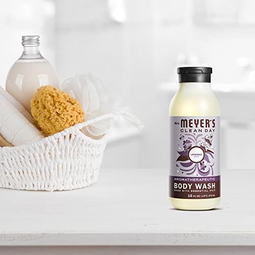 MRS. MEYER'S CLEAN DAY Moisturizing Body Wash for Women and Men, Biodegradable Shower Gel Formula Made with Essential Oils, Lavender, 16 oz