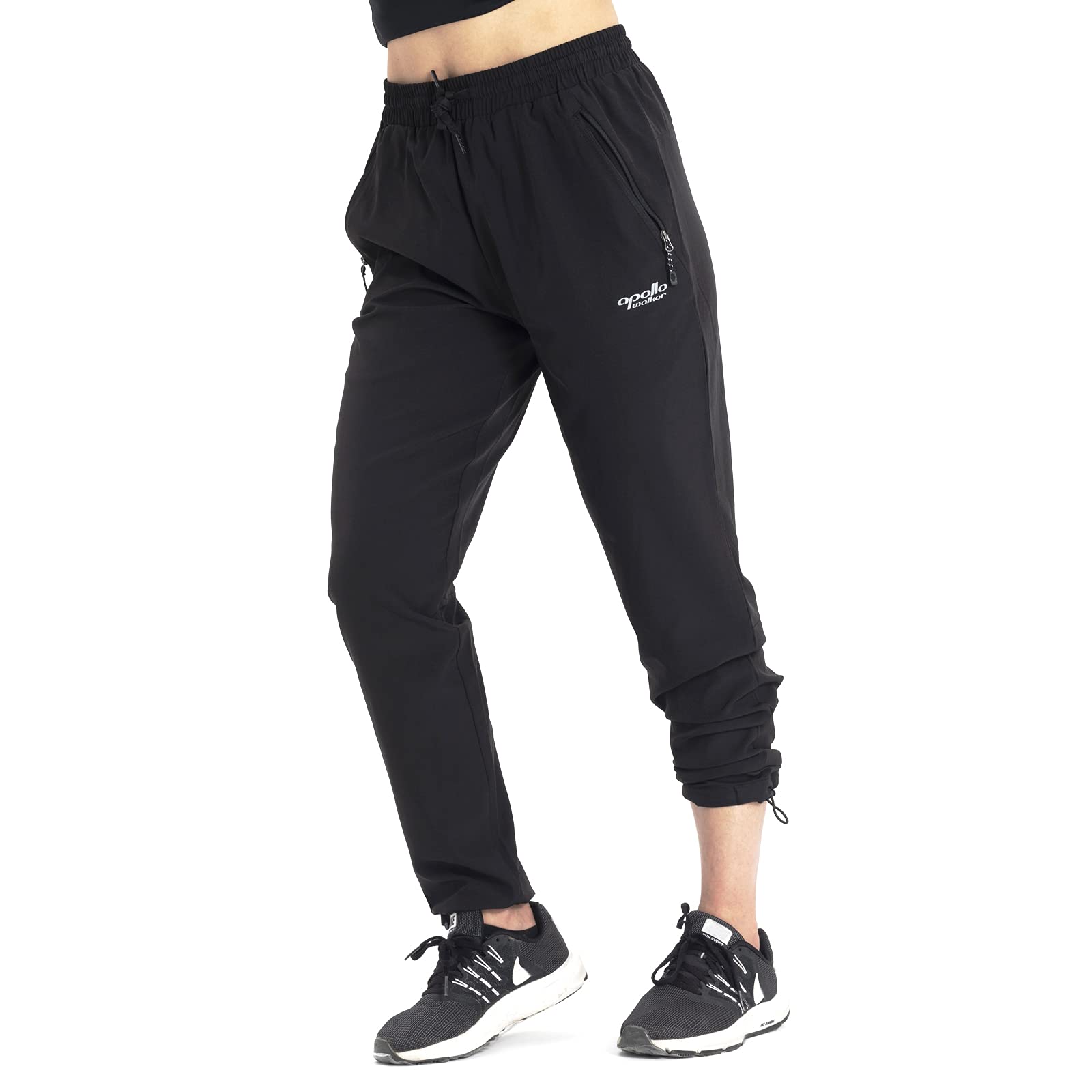 apollo walker Women's Hiking Pants Casual Quick Dry Cargo Capri, Active Lightweight Jogger Outdoor, UPF 50+ Black