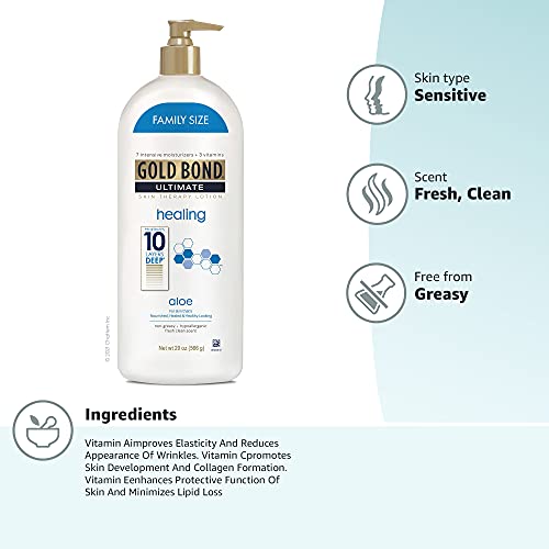 Gold Bond Ultimate Healing Skin Therapy Lotion Family Size, Aloe, 20 Ounce