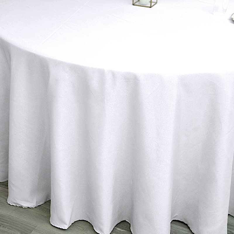 BalsaCircle 6 pcs 120 inch White Round Tablecloths Fabric Table Cover Linens for Wedding Party Polyester Reception Banquet Events Kitchen Dining