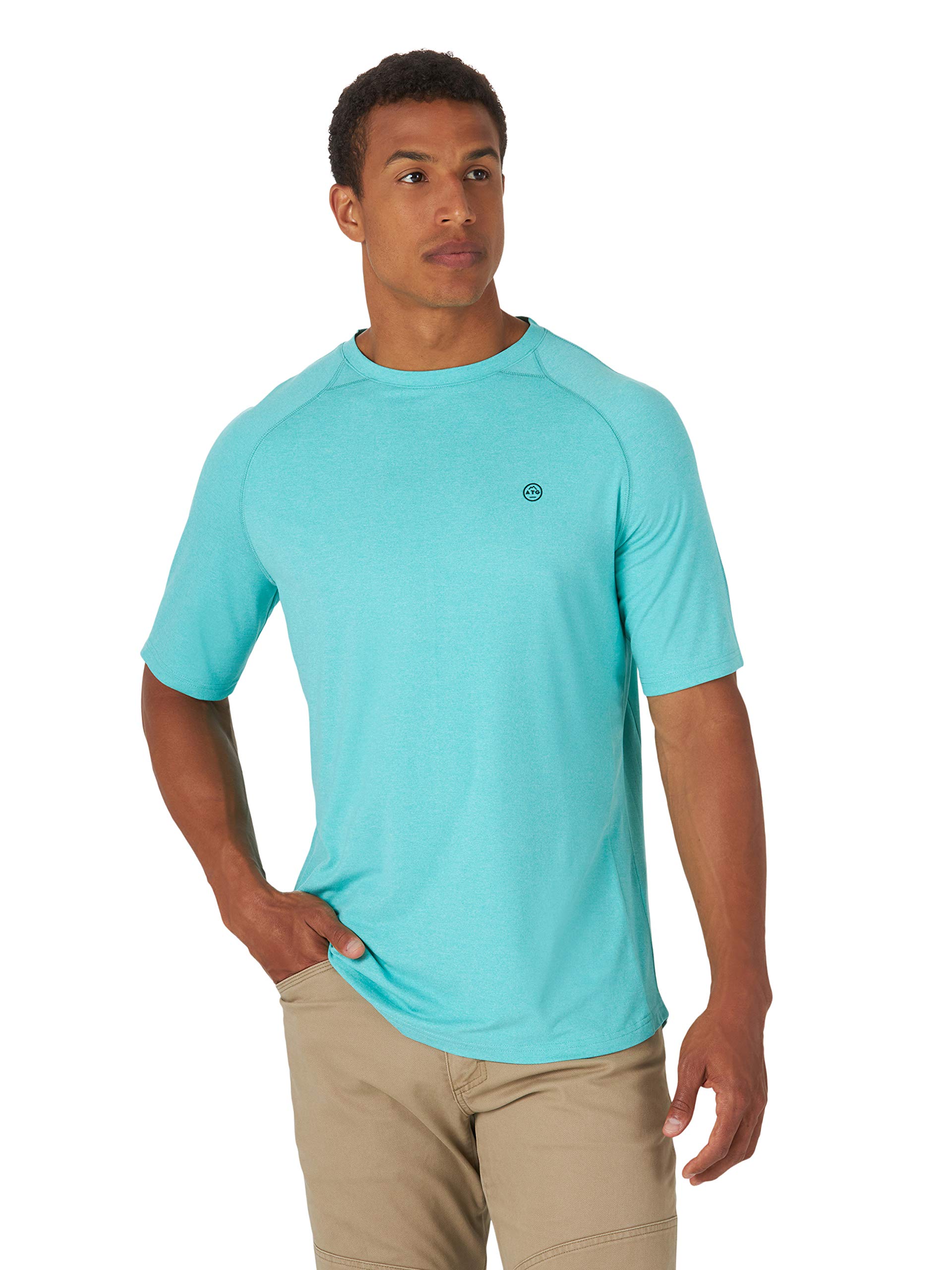 ATG by Wrangler Men's Short Sleeve Performance T-Shirt, Turquoise, Large Tall