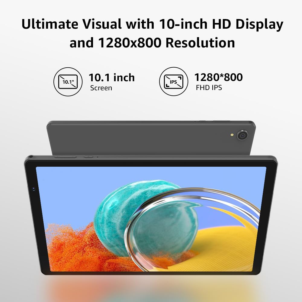 ApoloSign Android 13 Tablet, 10.1-inch Tablet with Octa-core Processor, 4GB RAM, up to 128GB Expand, Long Lasting Battery, and WiFi6, Bluetooth, G-Sensor, Dual Camera, Google Play GMS Certified