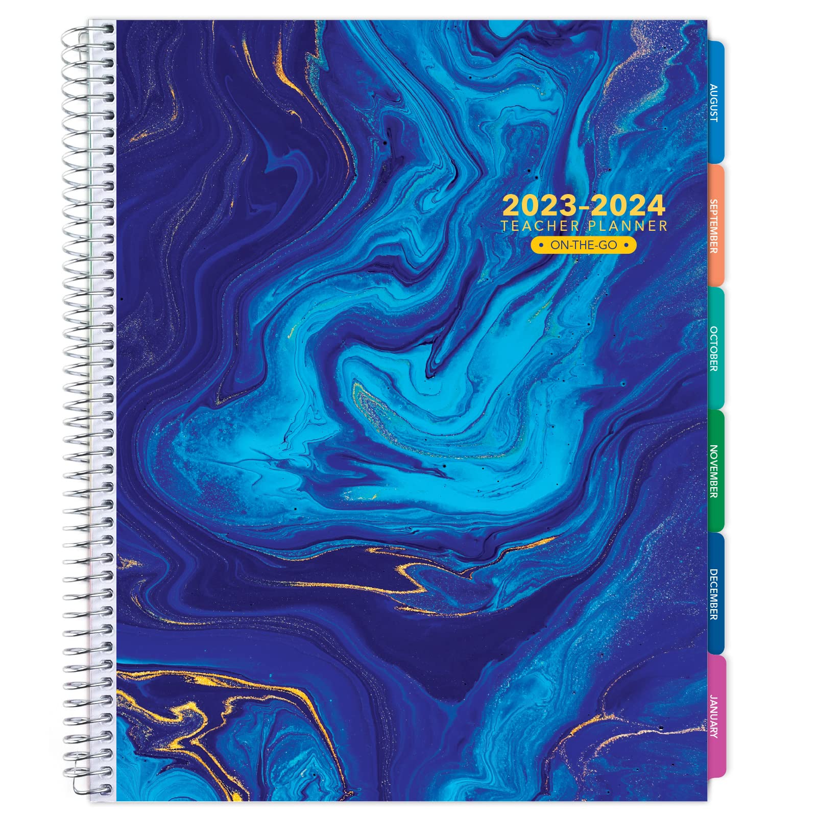 Aug 2023-Jul 2024 Lite Teacher Lesson Planner Notebook 8.5x11 Daily Weekly Monthly Organizers - Includes 7 Periods, Dated Calendar, Page Tabs, Bookmark, and Planning Stickers