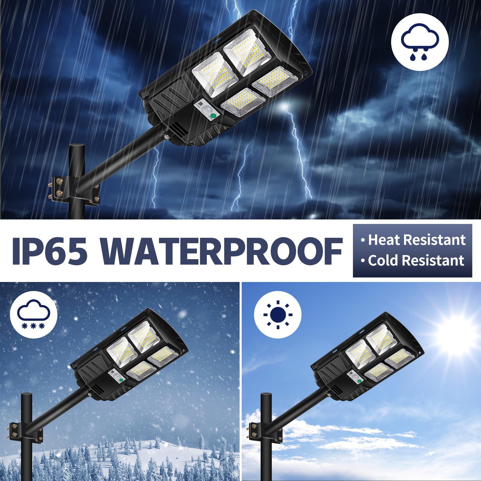 megarte Solar Street Lights Outdoor - 400W Solar Parking Lot Lights, 7000K LED Solar Lights, Motion Sensor, IP65 Waterproof, Dusk to Dawn Solar Lights with Remote Control - 1 Pack