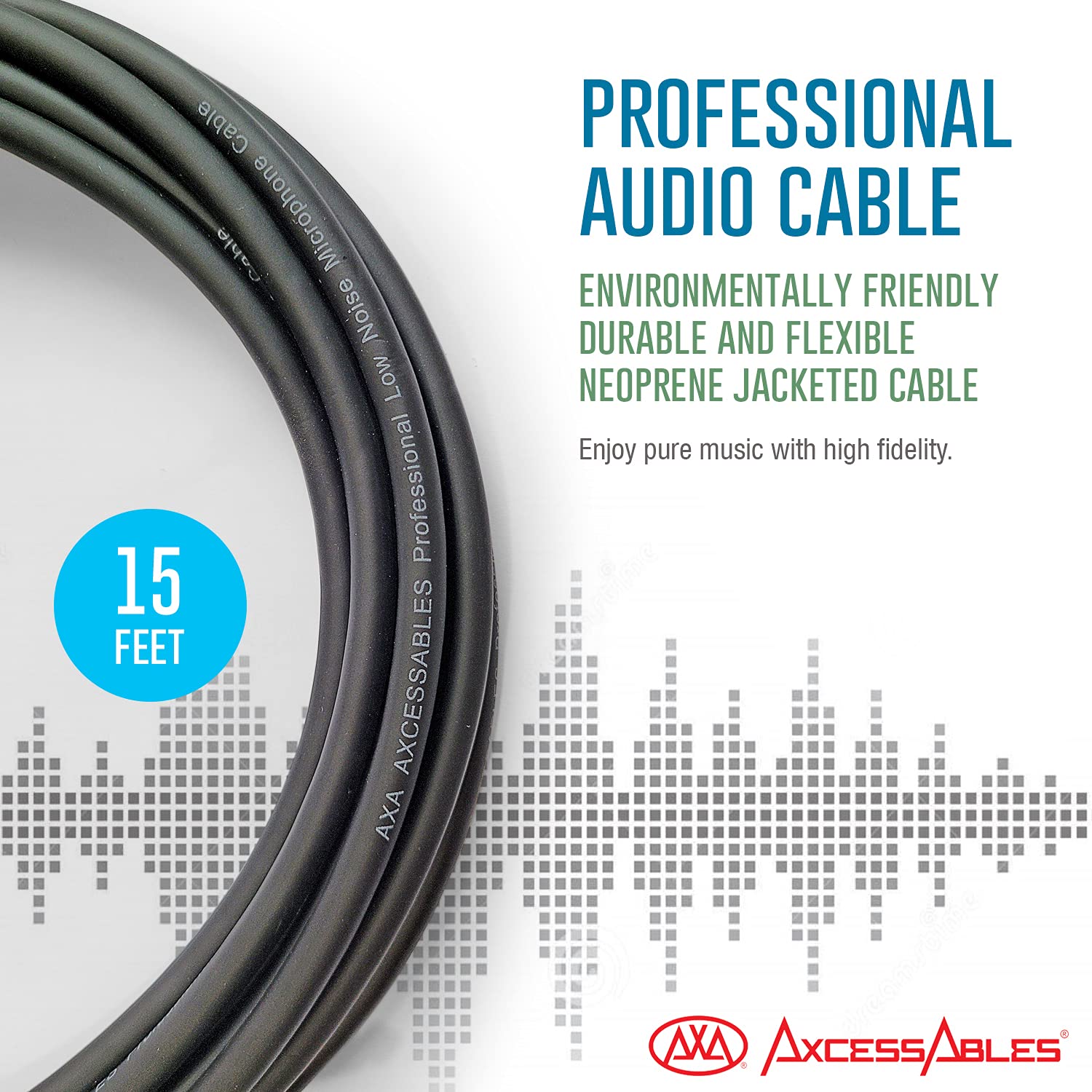 AxcessAbles TRS14-XLR115 1/4 (6.35mm) TRS to XLR Balance Male Audio Cable for Audio Interface, Guitar Microphone, Patch and Speaker Monitor (15ft) 2-Pack