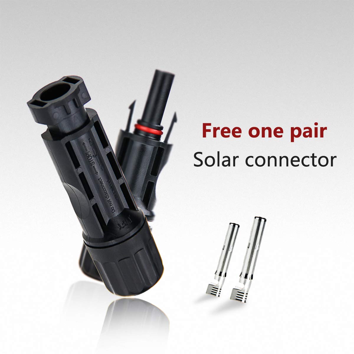 Ancable 20-Feet Solar Extension Cable, 1-Pair 10AWG Solar Panel Cable Wire with Male and Female Weatherproof Connector (20ft Red + 20ft Black)