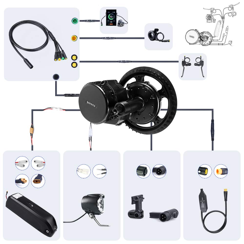 BAFANG BBS02B 48V 750W Ebike Conversion Kit : Mid Drive Electric Bike Motor with P850C Display & 44T Chainring for Mountain Bicycle Road Bicycles Commuter Bikes - NO Battery