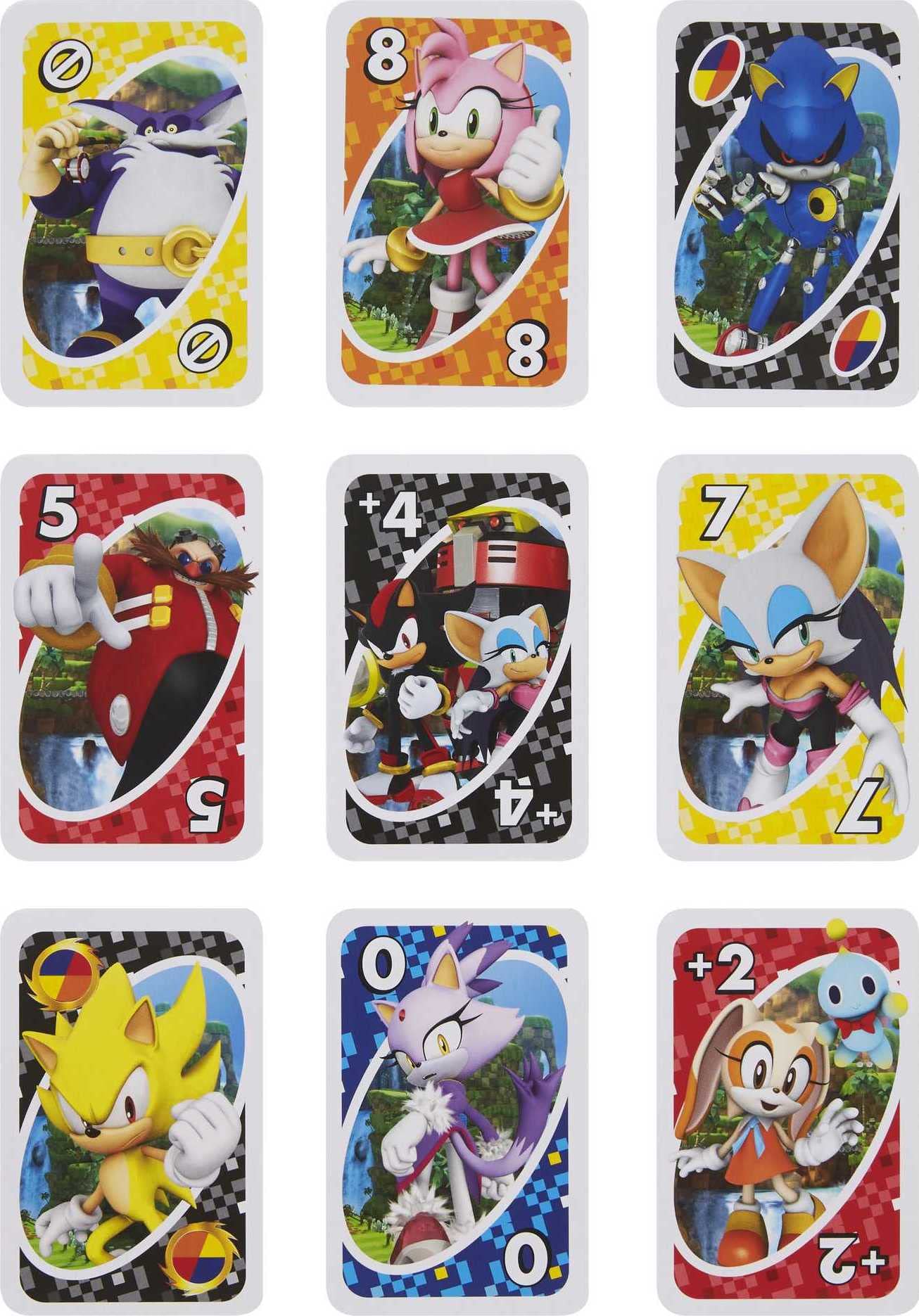 Mattel Games UNO Sonic The Hedgehog Card Game for Kids & Family, Themed Deck & Special Rule, 2-10 Players