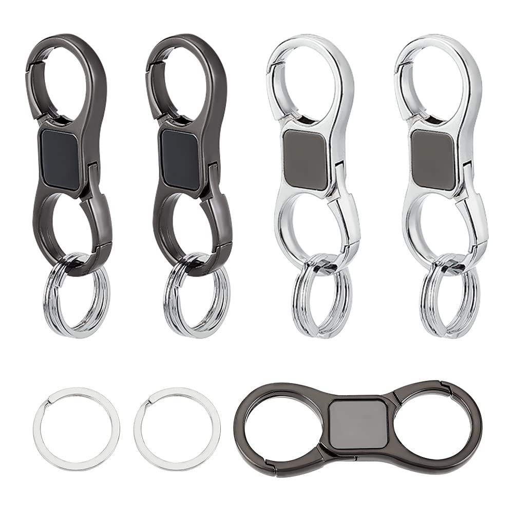 arricraft 4 Pcs Metal Alloy Keychain, Carabiner Clip Keyring with Quick-release Spring Snap Clip Key Chain Keyfob Key Holder With Hook for Car Keys