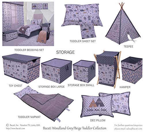 Bacati Woodlands Grey/Beige Neutral Cotton Nap Mat, Beige/Grey