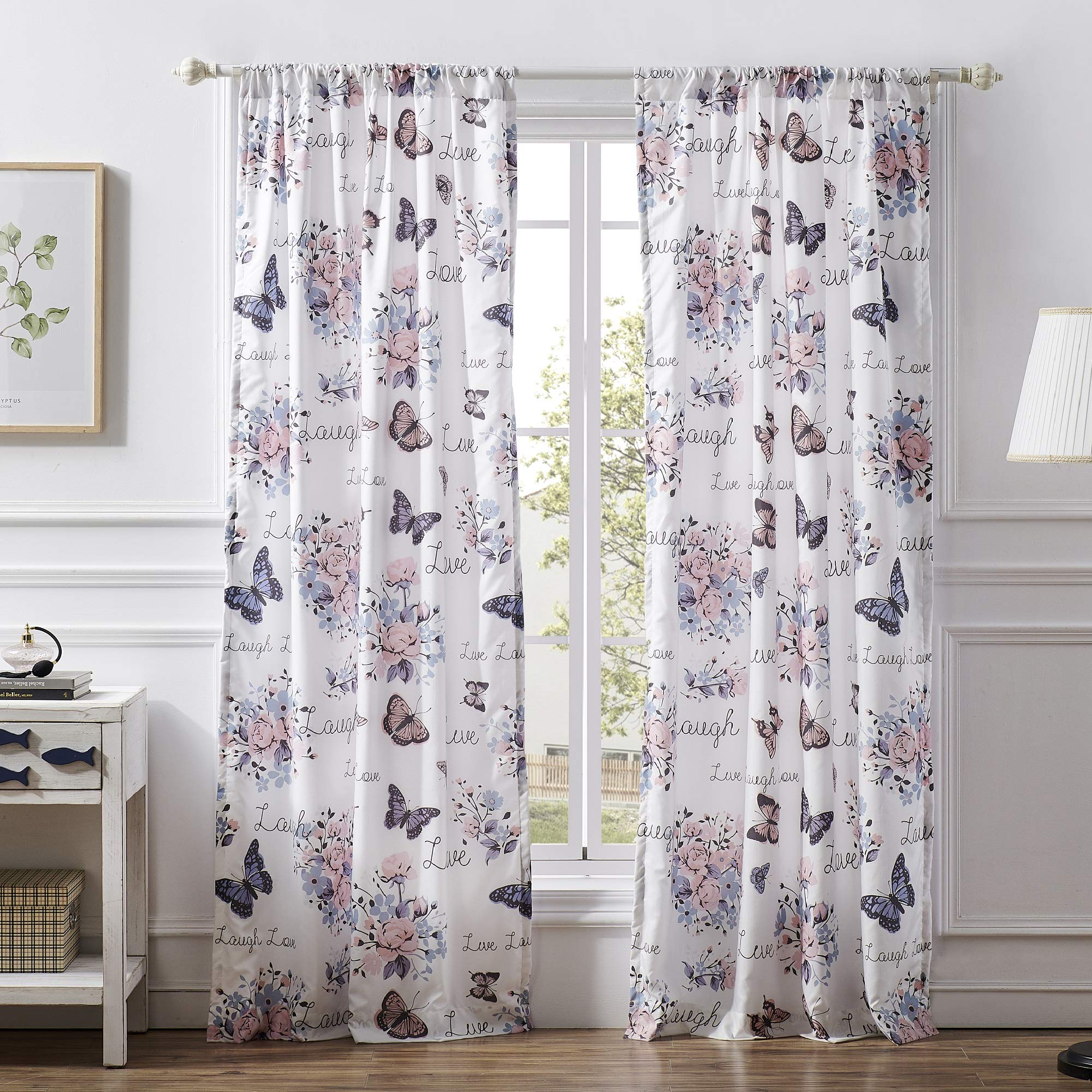 Barefoot Bungalow Garden Joy Curtain Panel Set, 84" W x 84" L, White
