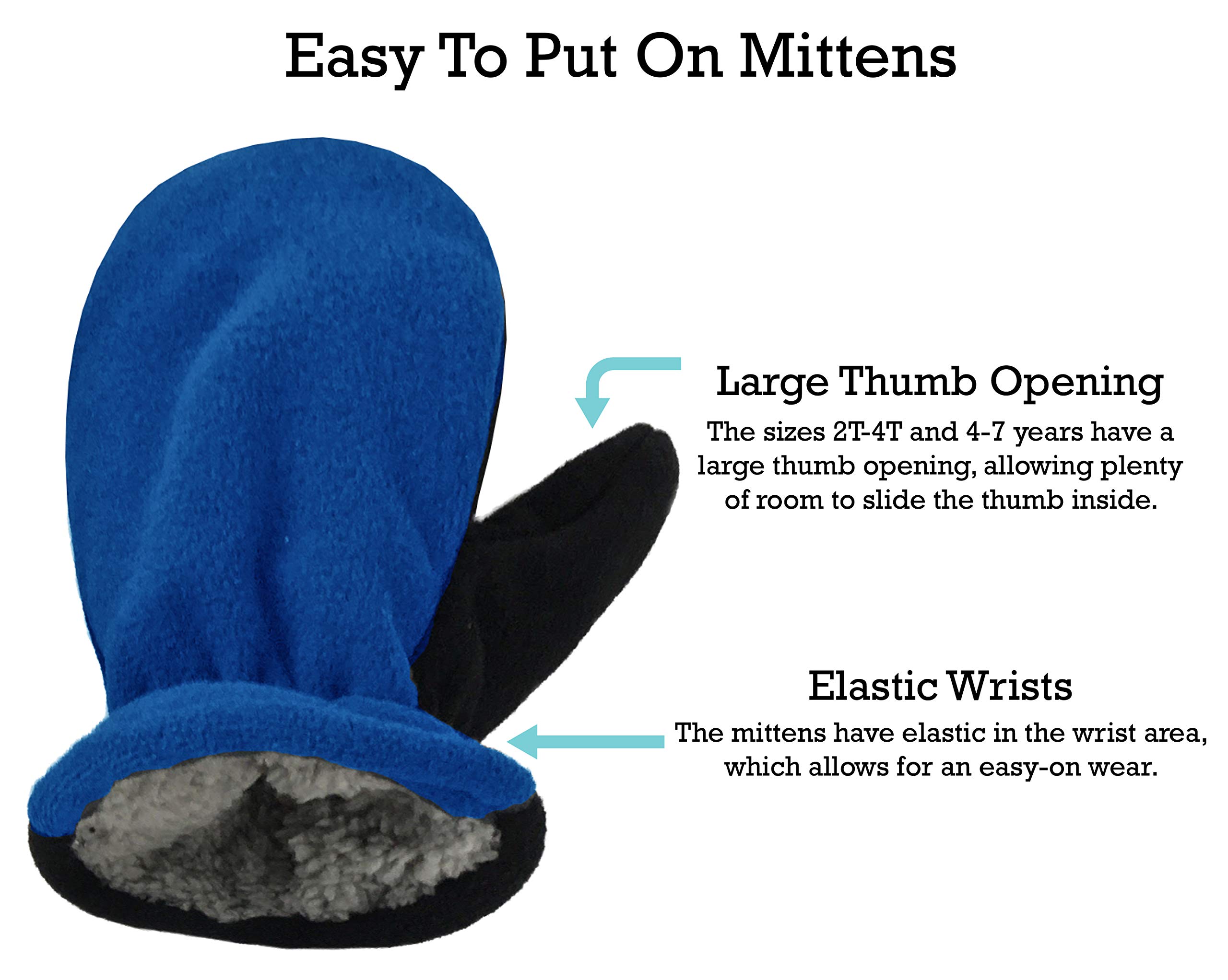 N'Ice Caps Toddler Baby Hat Mitten Set Boys Dino Fleece Gloves Warm Sherpa Lined (4-7 Years, Black/Royal/Neon Green Dino)