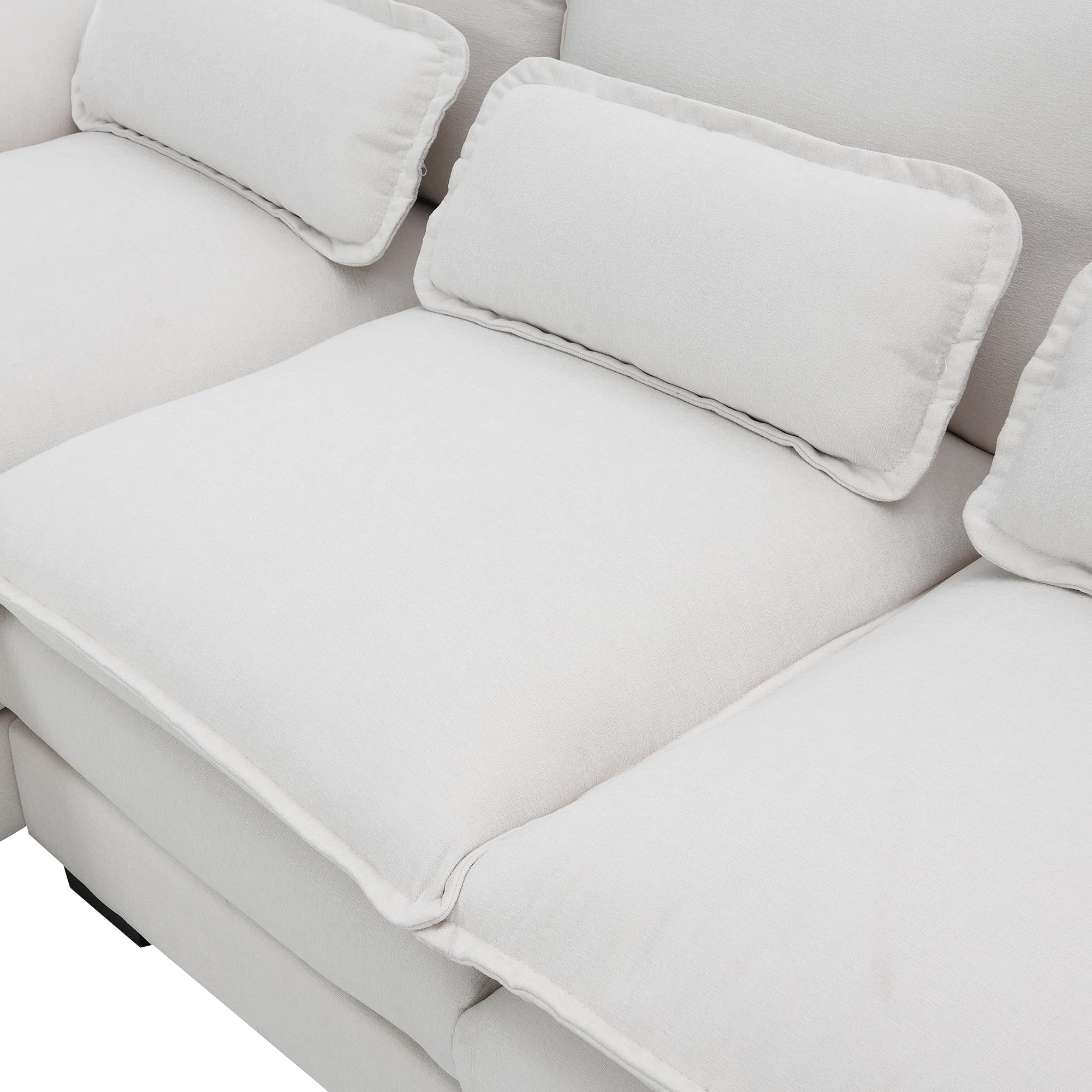 GNIXUU 109.8β Sectional Sofa Cloud Couch for Living Room, Modern Chenille Large Overstuffed U Shaped Couch, Comfy Modular Sofa Sleeper with Double Chaise & Cushions(White)